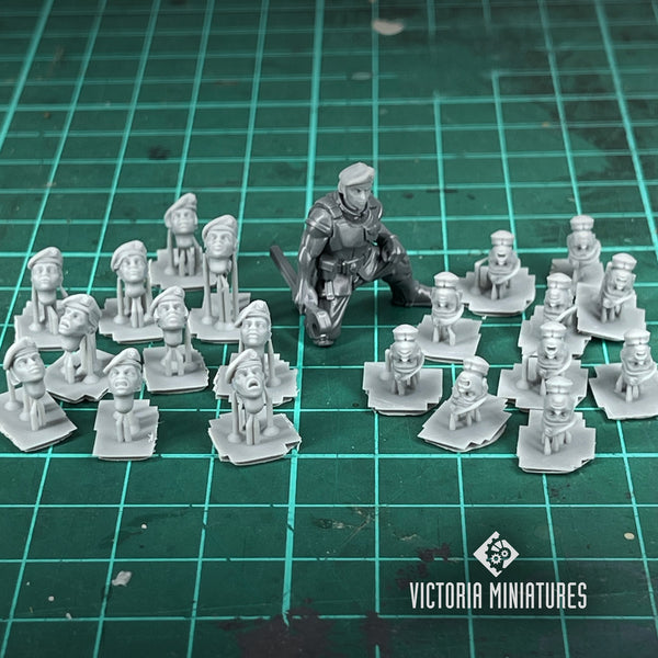 Beret Heads Female x10 .STL Download – Victoria Miniatures